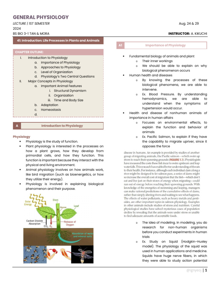 Physiology for Biology Students | PDF | Glucose | Homeostasis