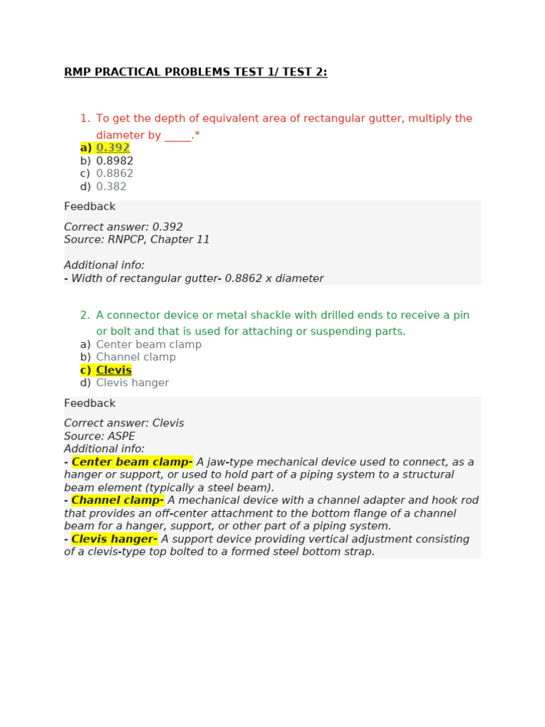 RMP Practical Problems Test 1 | PDF | Pipe (Fluid Conveyance) | Valve