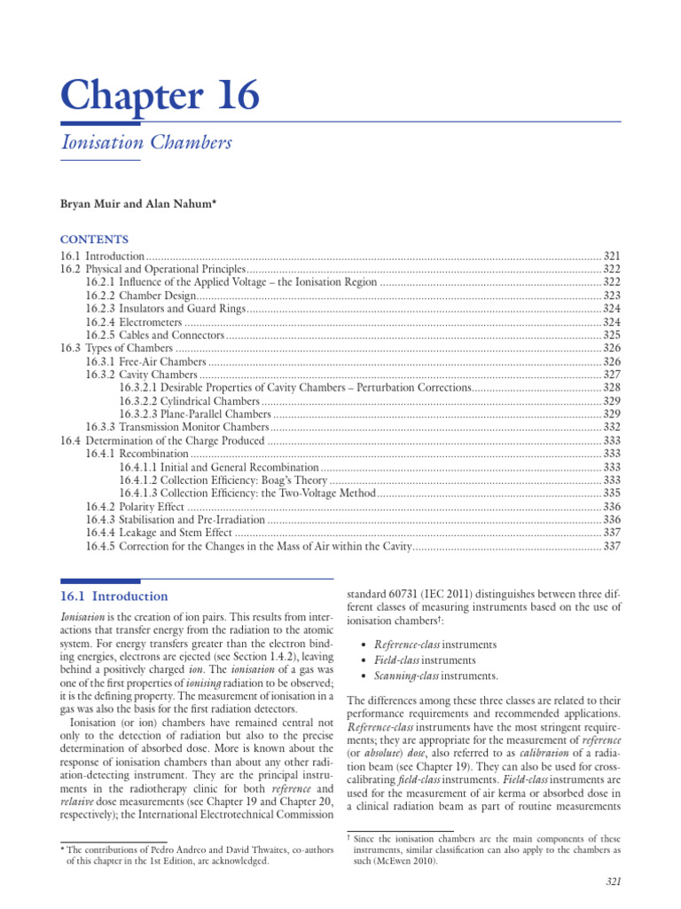 Ionisation Chambers: Bryan Muir and Alan Nahum | PDF | Absorbed Dose ...