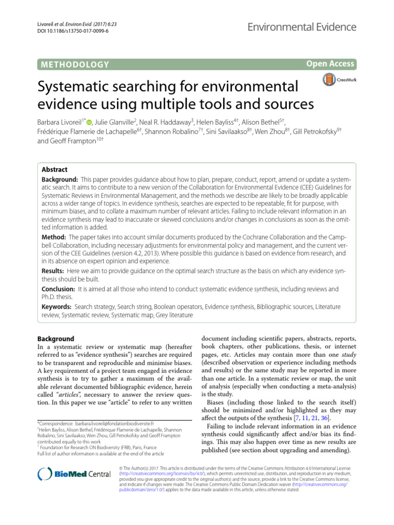 Systematic Search for Environmental Evidence | PDF | Systematic Review ...