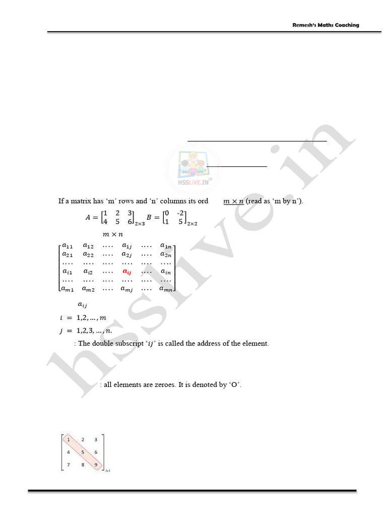 Hsslive_XII_maths_CH3 MATRICES | PDF | Matrix (Mathematics) | Operator Theory