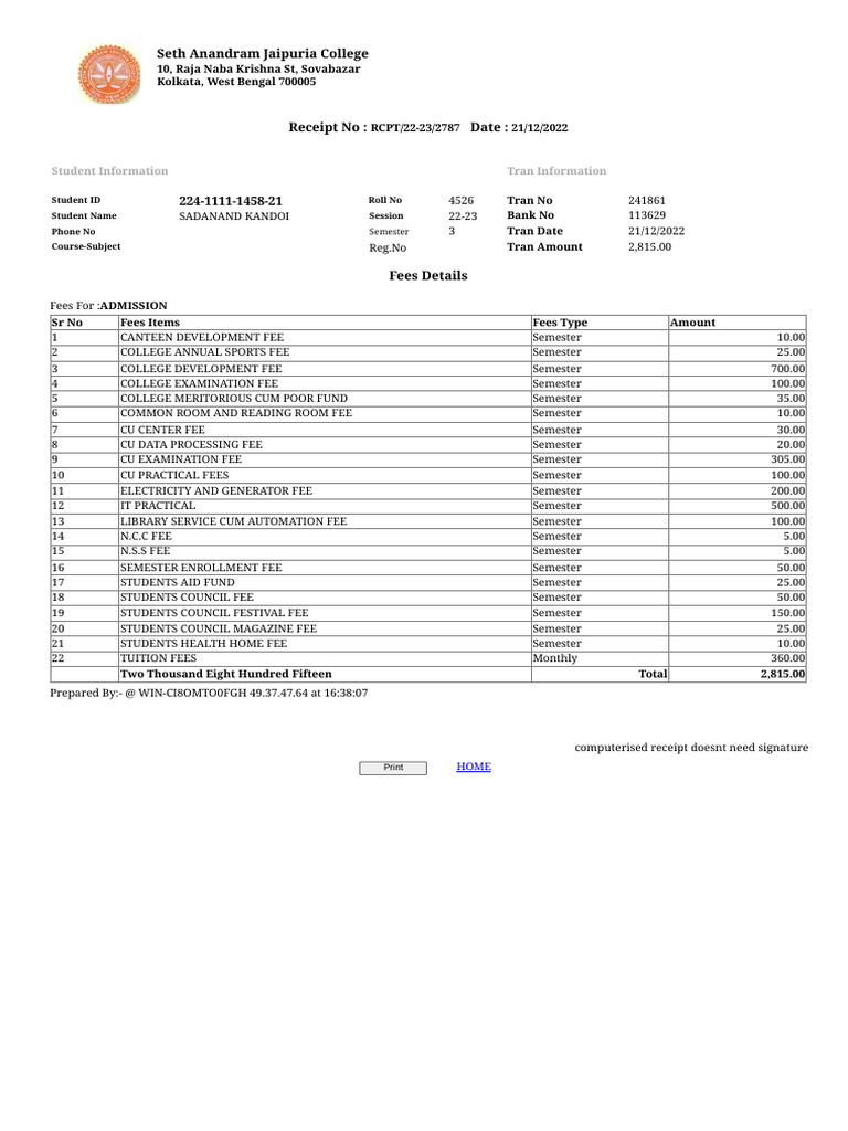 Receipt | PDF