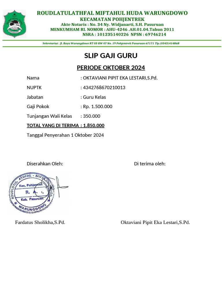 Slip Gaji Bu Evi | PDF