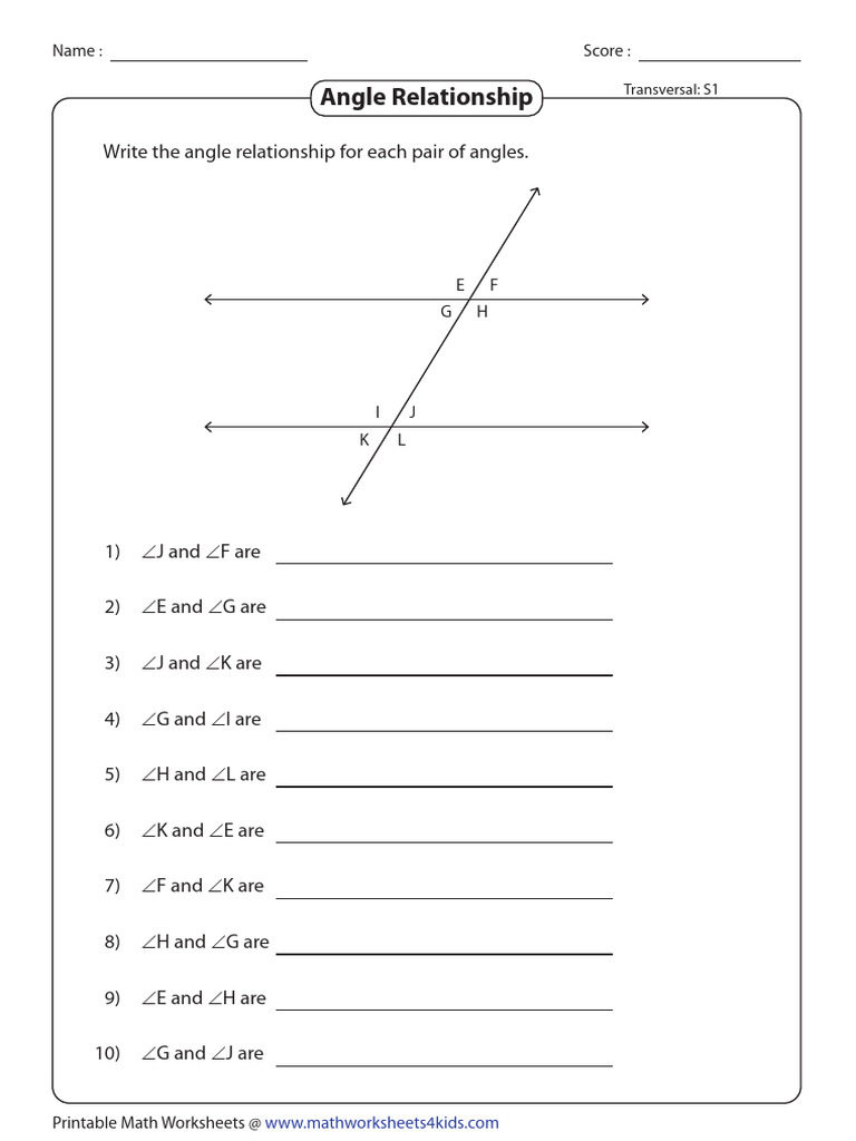 Worksheet Angle Relationship | PDF