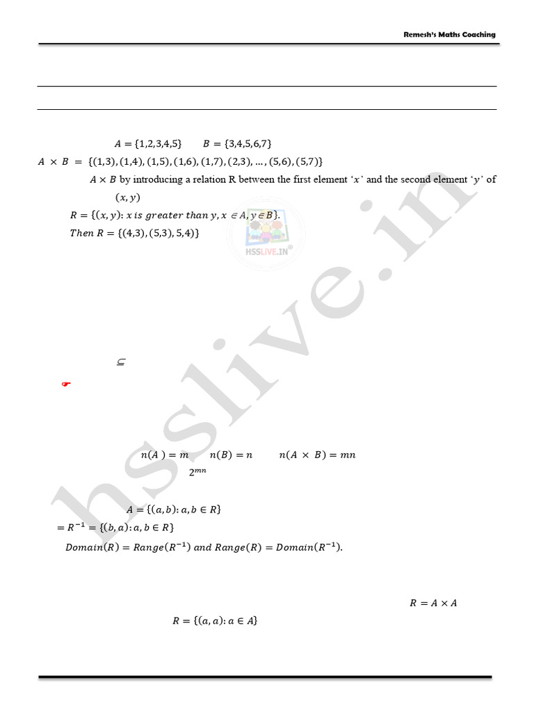 Hsslive_XII_maths_CH1 RELATIONS AND FUNCTIONS | PDF | Function ...