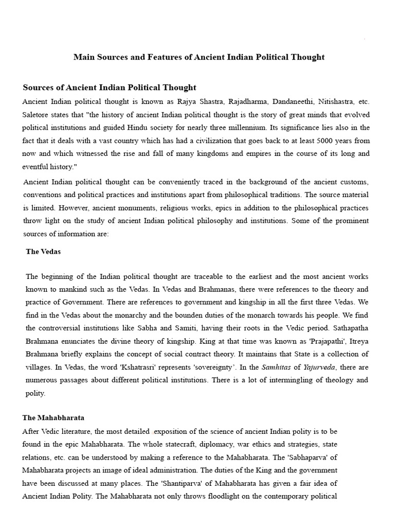 Ancient Political Thougth | PDF | Vedas | Political Philosophy