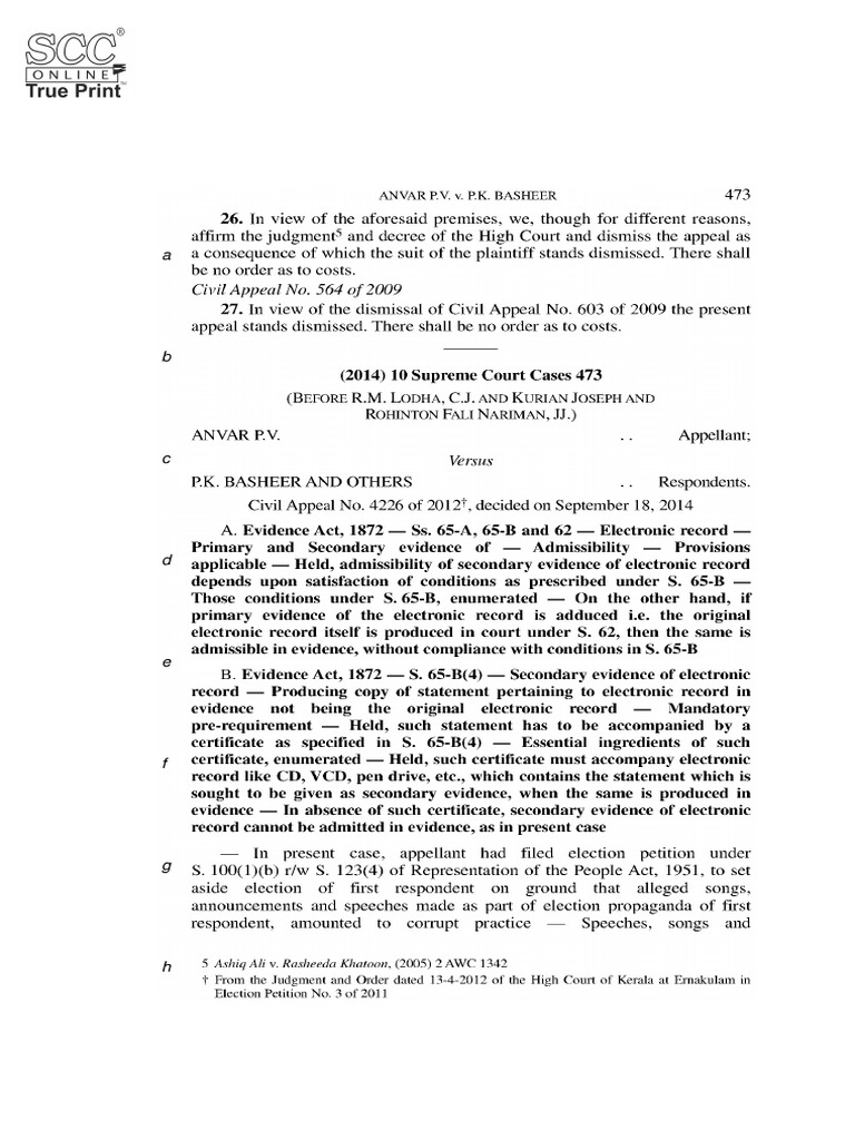 Anvar PV v. PK Basheer | PDF | Federal Judiciary Of The United States ...