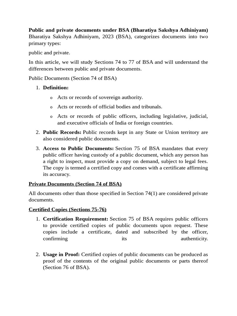 Public and Private Documents Under BSA | PDF | Authentication | Evidence