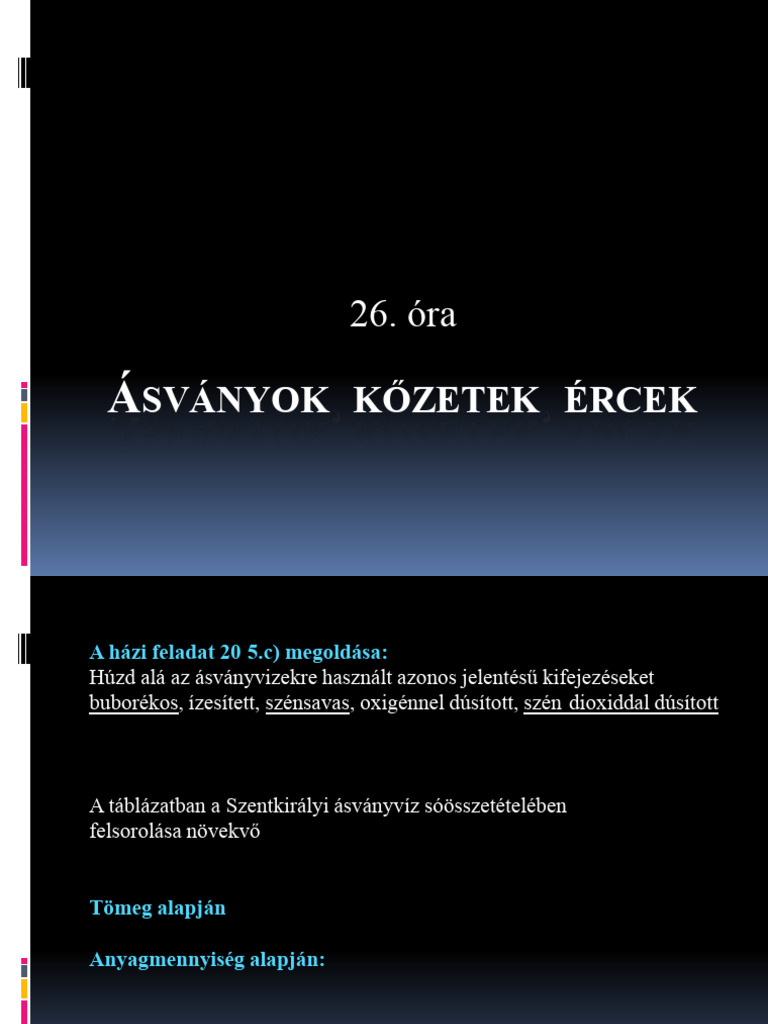 Ásványok Kőzetek Ércek | PDF
