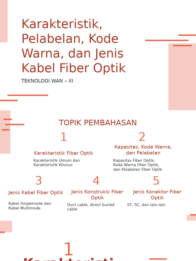 Karakteristik, Kode Warna, Dan Jenis Kontruksi Fiber Optik | PDF