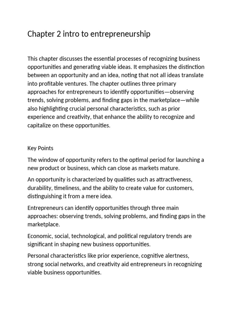 Chapter 2 Intro To Entrepreneurship | PDF | Entrepreneurship | Creativity