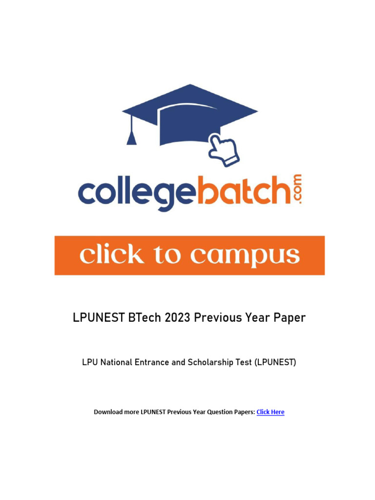 LPUNEST BTech 2023 Previous Year Paper | PDF | Epithelium | Adverb