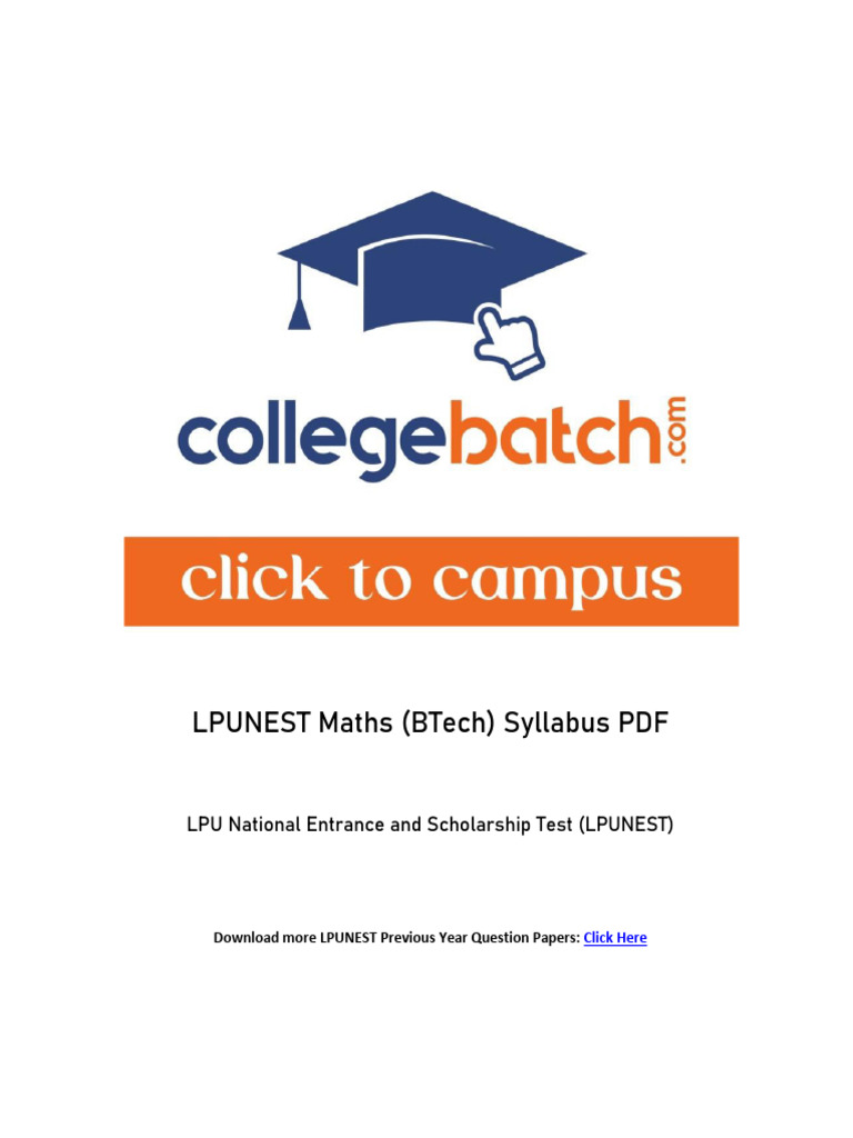 LPUNEST Maths (Btech) Syllabus PDF | PDF