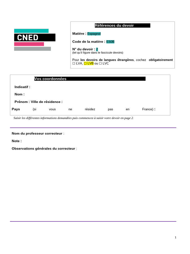 DEVOIR 2 Espagnol Cned Terminale | PDF