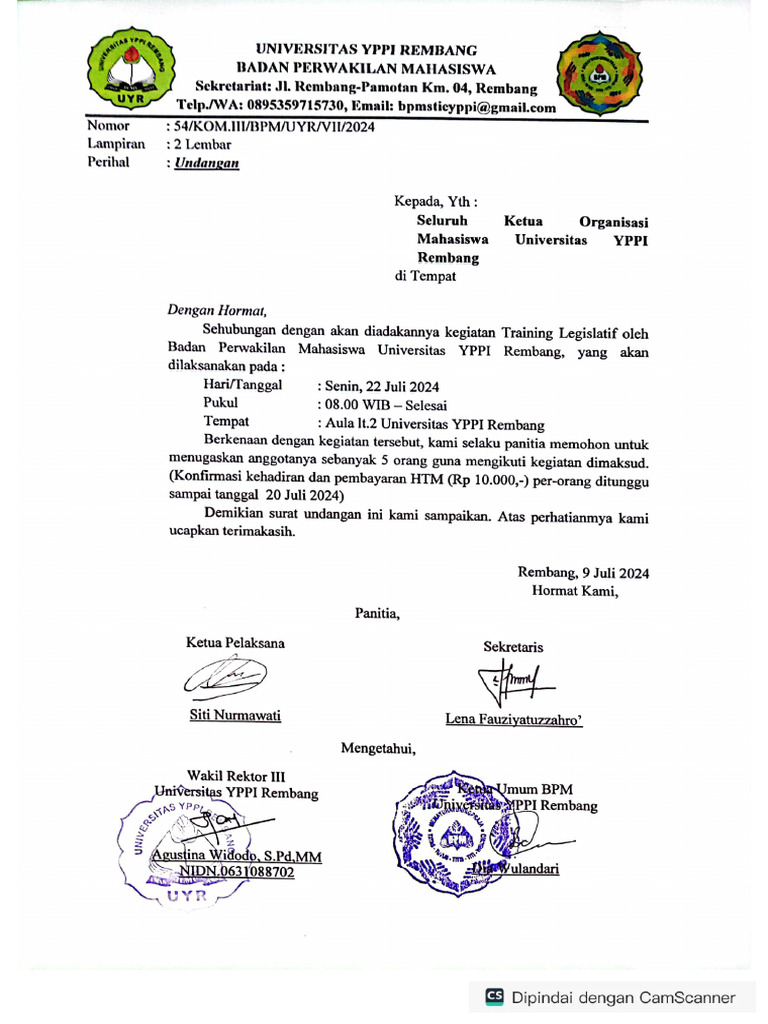 Surat Undangan Ormawa | PDF