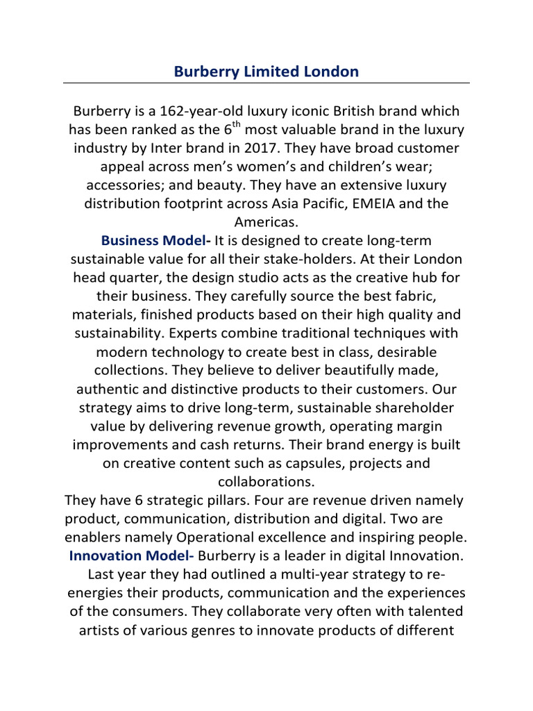 Burberry analysis | PDF | Brand | Innovation