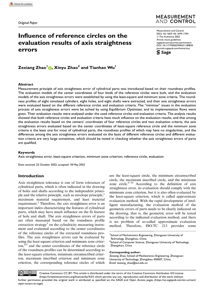 Zhao Et Al 2023 Influence of Reference Circles On The Evaluation ...