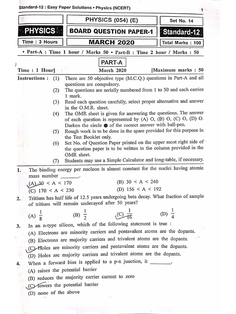Physics Board Papers | PDF