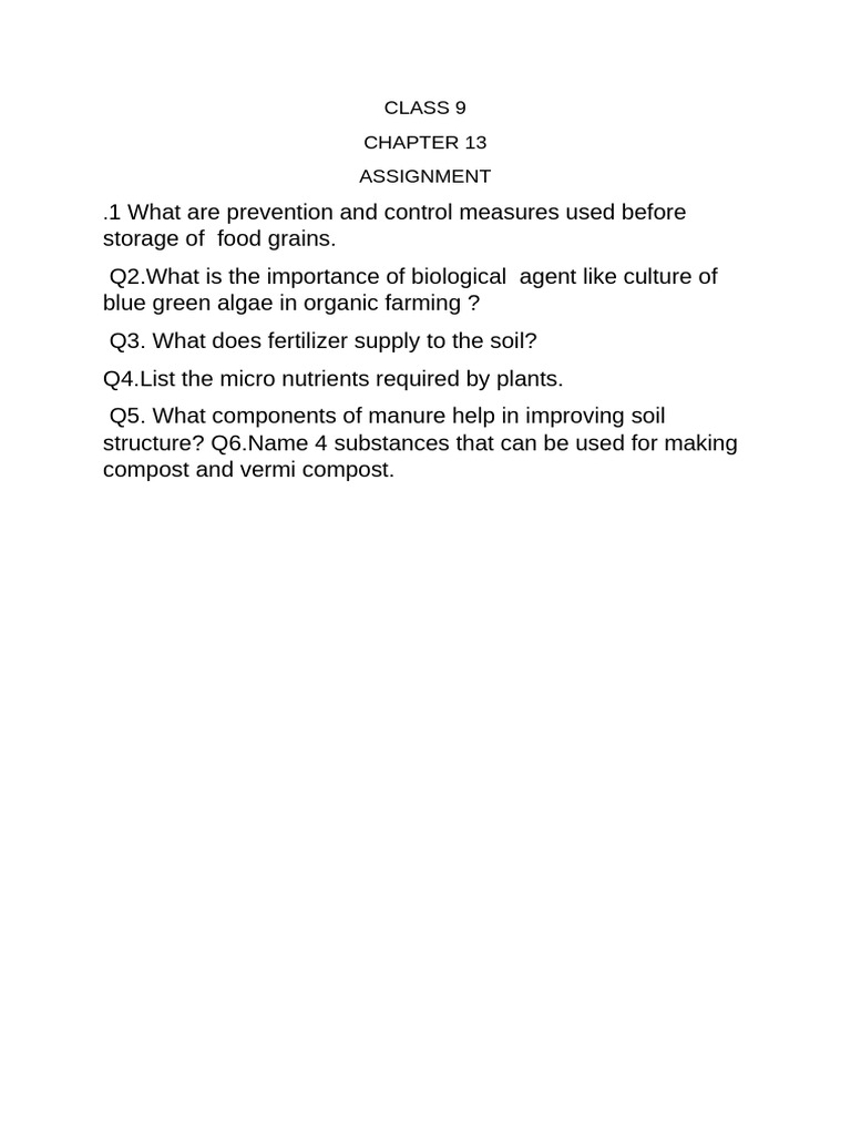 Class 9 Assignment Ch-13 | PDF
