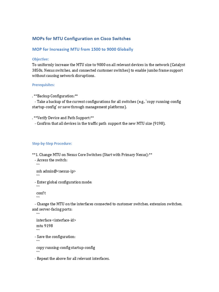 MOP-MTU | PDF | Network Switch | Network Architecture