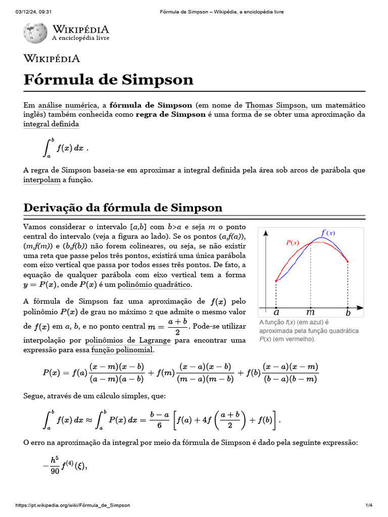 Regra de Simpson na Análise Numérica | PDF | Análise numérica | Matemática