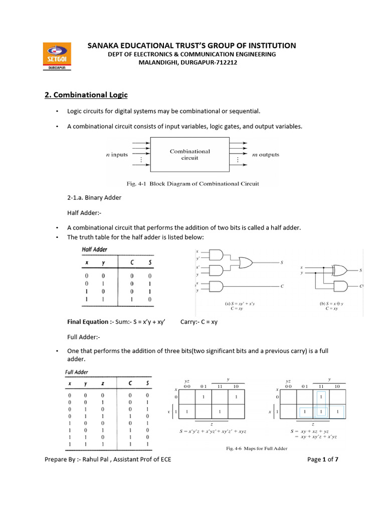 Setgoi Combinational Circuits | PDF | Electronics | Computer Engineering