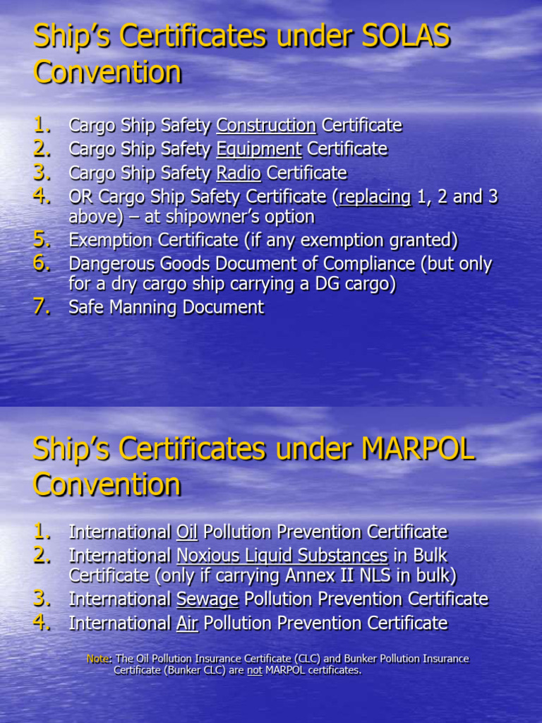 Ship's Certificates Overview and Functions | PDF | Bill Of Lading ...