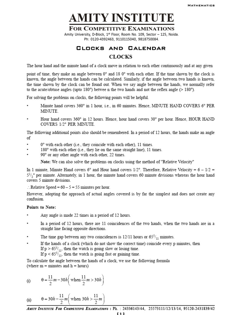Class-2_Clocks and Calender_Done_ | PDF | Motion (Physics) | Mechanics