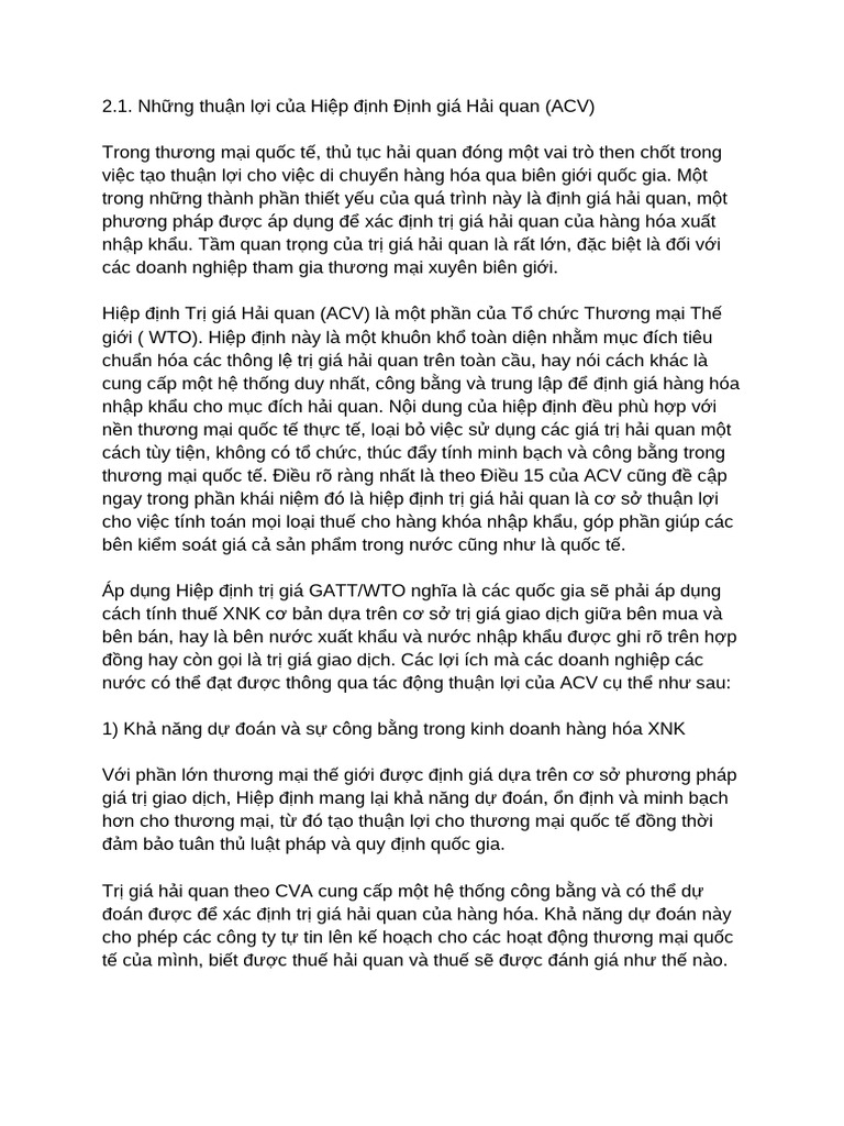 2.1. Thuận lợi của ACV | PDF