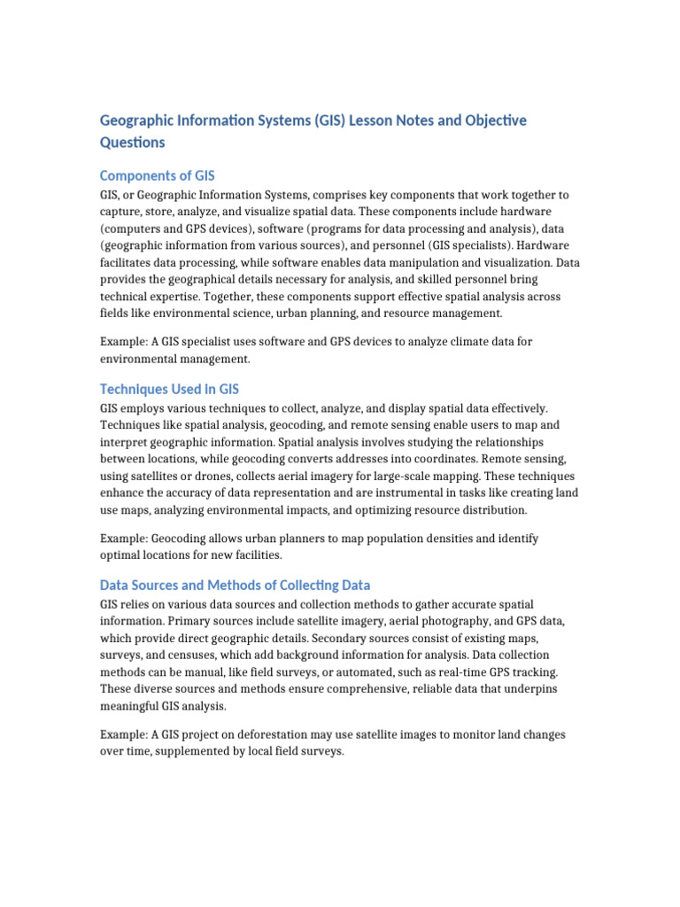 GIS_Lesson_and_Questions | PDF | Geographic Information System ...