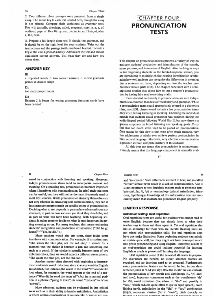 Chap4 - Pronunciation Tests | PDF