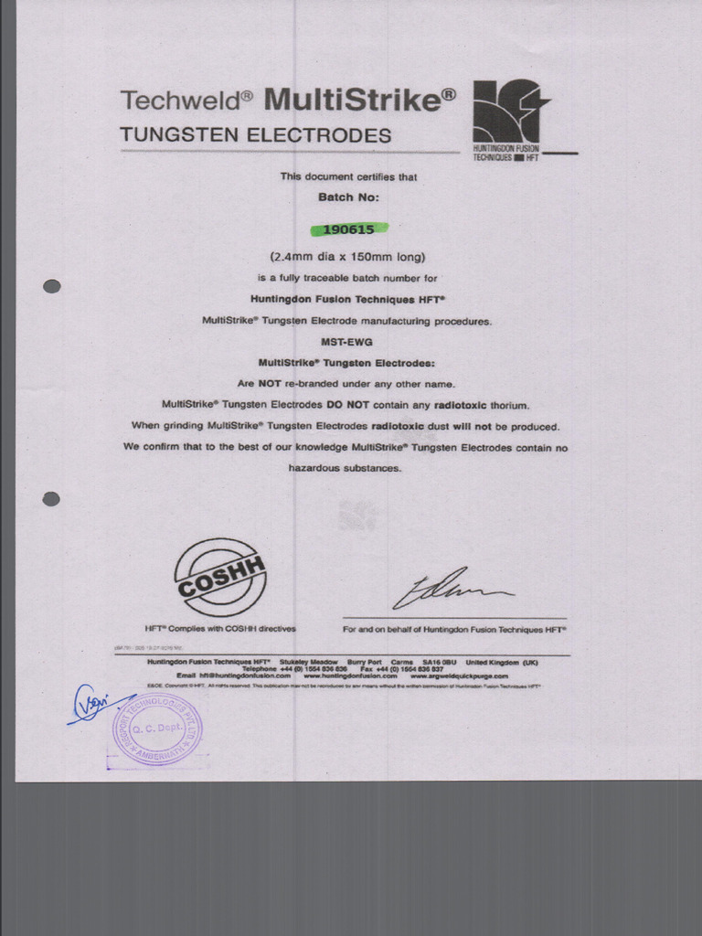 Tungsten Electrode | PDF