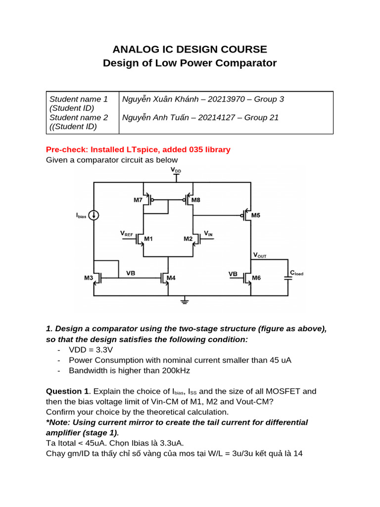 Design of Comparator | PDF