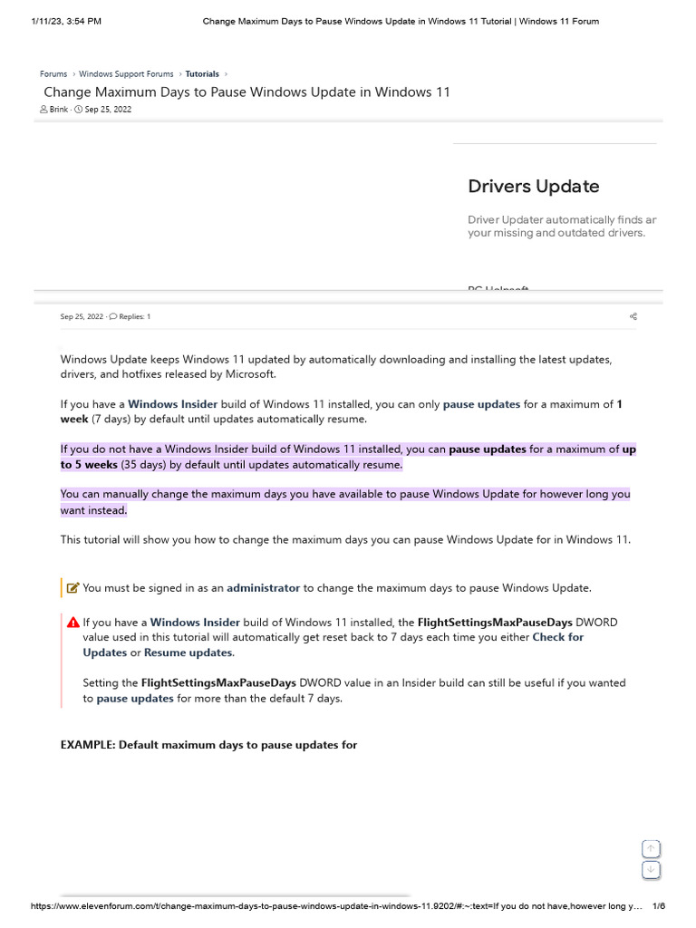 Change Maximum Days to Pause Windows Update in Windows 11 Tutorial ... Change Maximum Days to Pause Windows Update in Windows 11 Tutorial ...