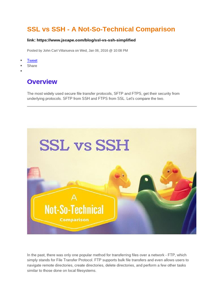 SSL vs SSH: Key Differences Explained | PDF | File Transfer Protocol | Transport Layer Security