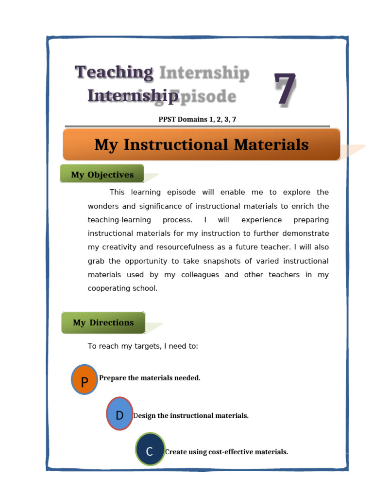 EPISODE 7 - My Instructional Materials | PDF | Teachers | Teaching