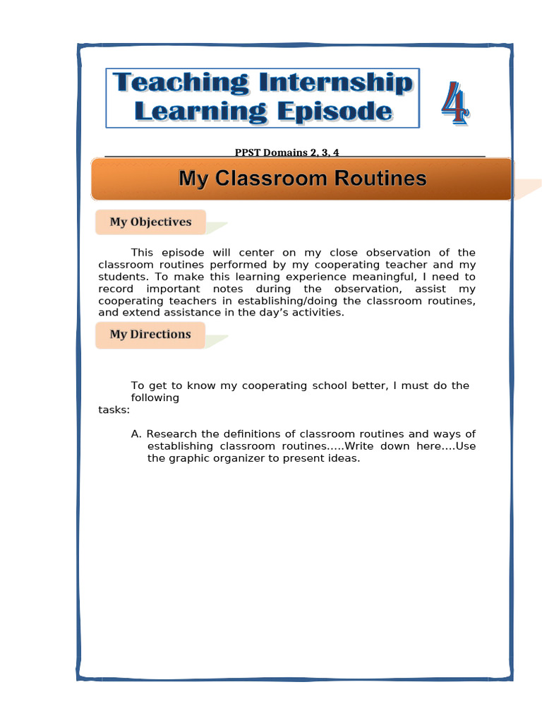 Episode 4 - My Classroom Routines | PDF