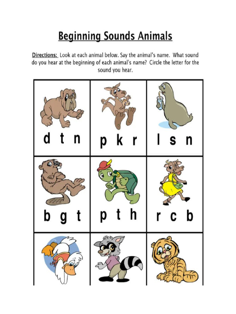 Beggining Sound Animals | PDF