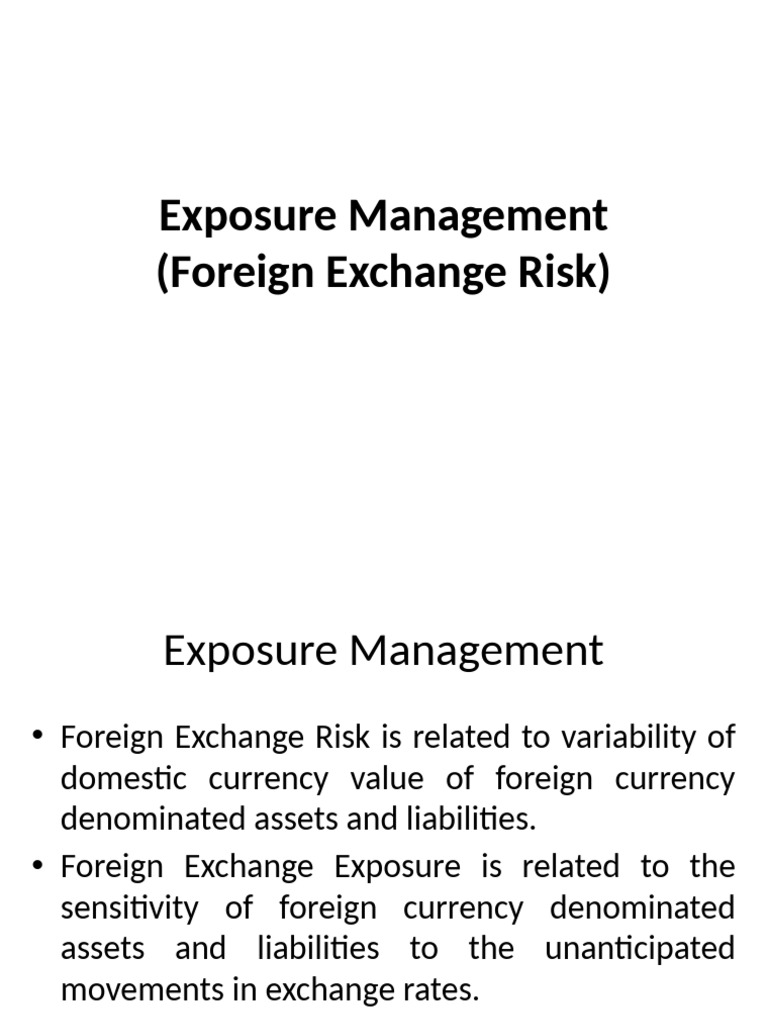 Foreign Exchange Risk Exposure Management | PDF | Exchange Rate | Hedge ...
