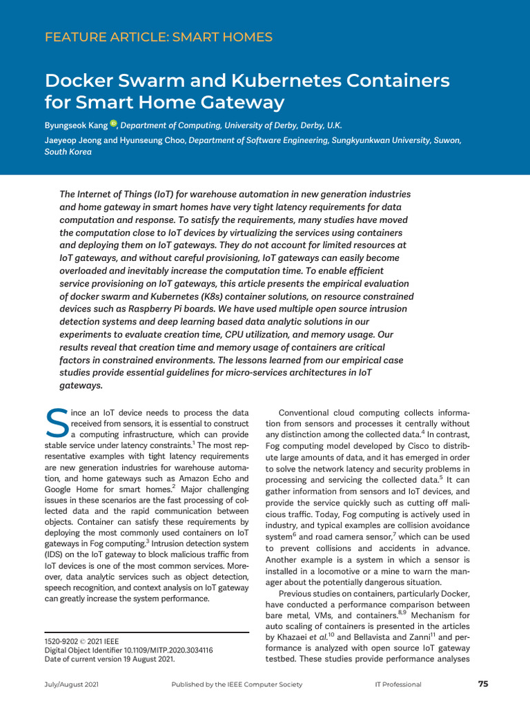 Docker Swarm and Kubernetes Containers For Smart Home Gateway | PDF ...