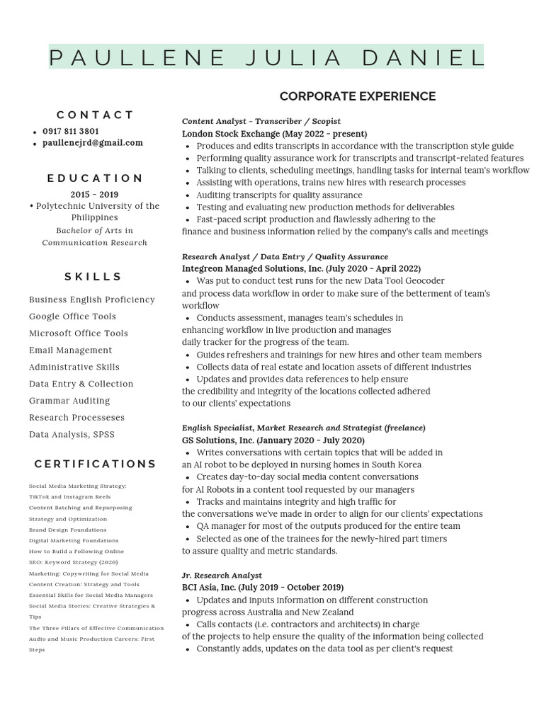 Daniel - CV | PDF | Business