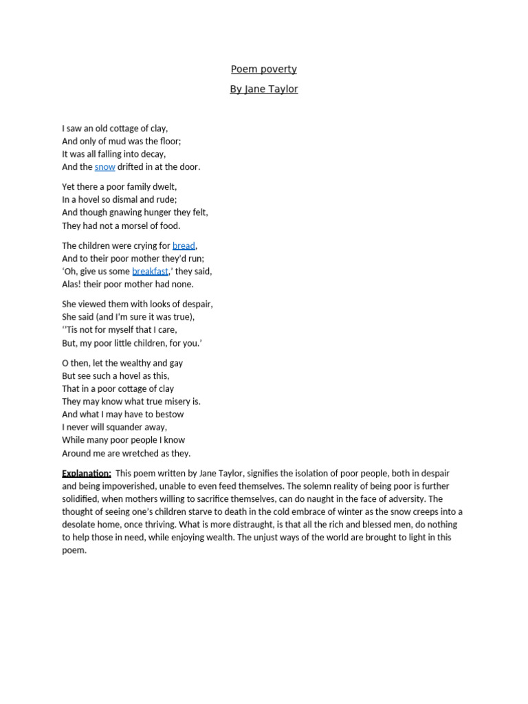 Poem Poverty Explanation | PDF