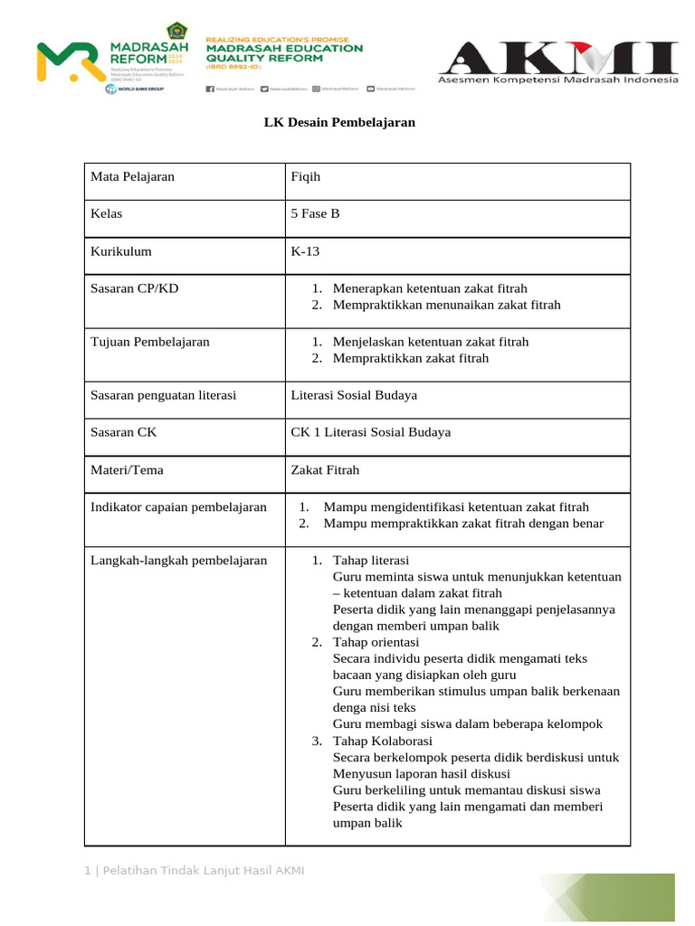 LK Desain Pembelajaran Literasi Sosbud Salisa Kel 2 | PDF
