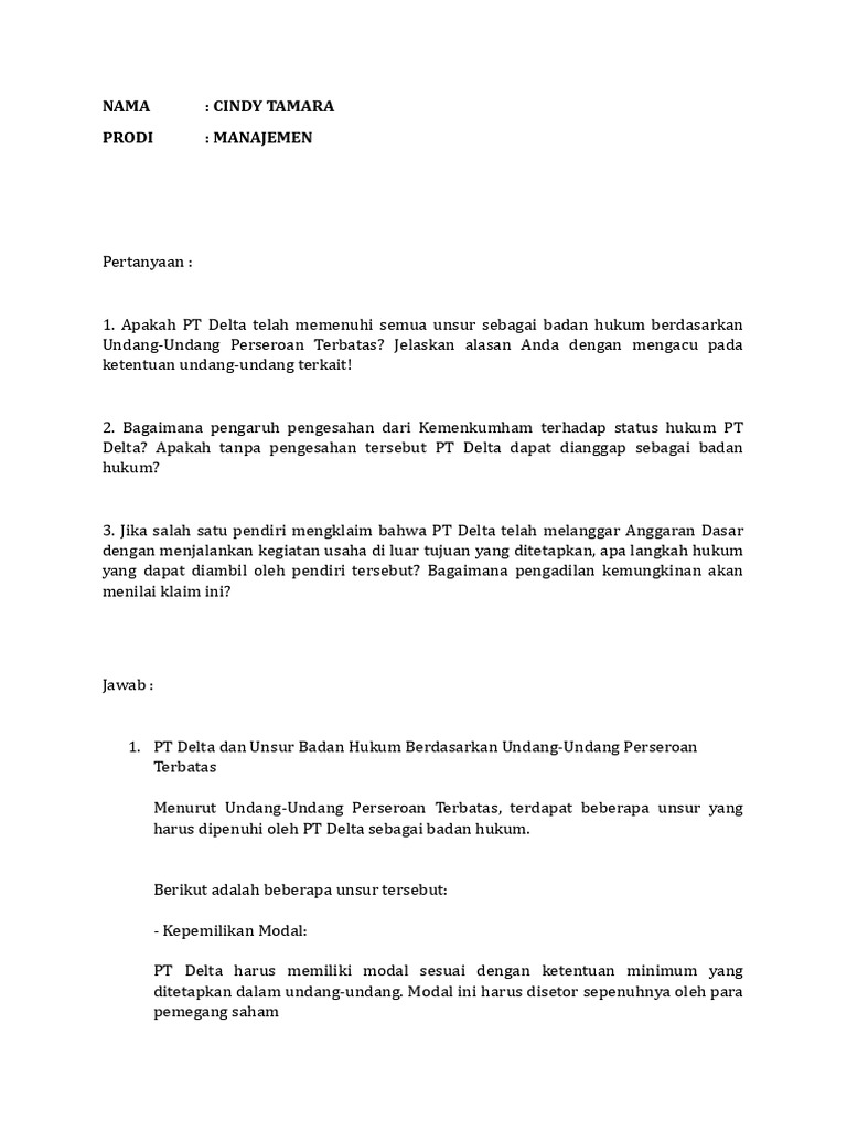 Tugas 2 - Hukum Bisnis | PDF