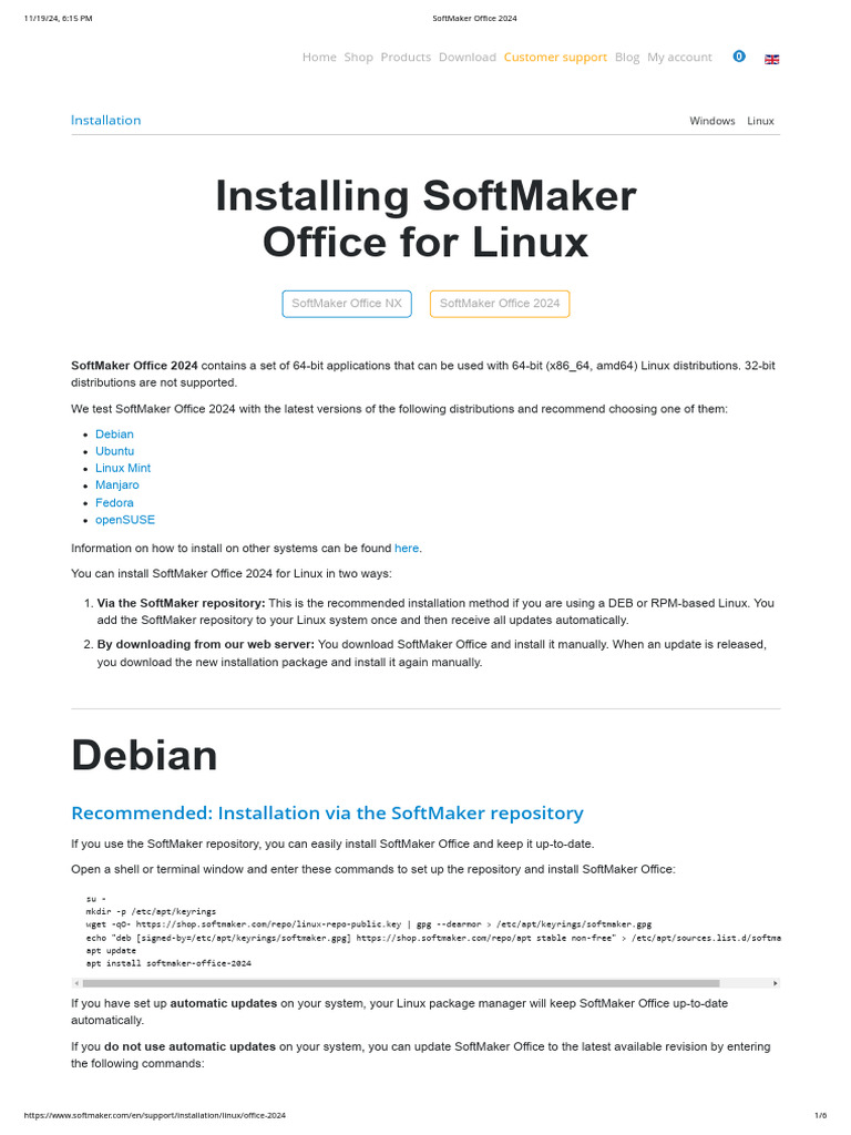 Installing SoftMaker Office 2024 For Linux | PDF | Linux Distribution ...