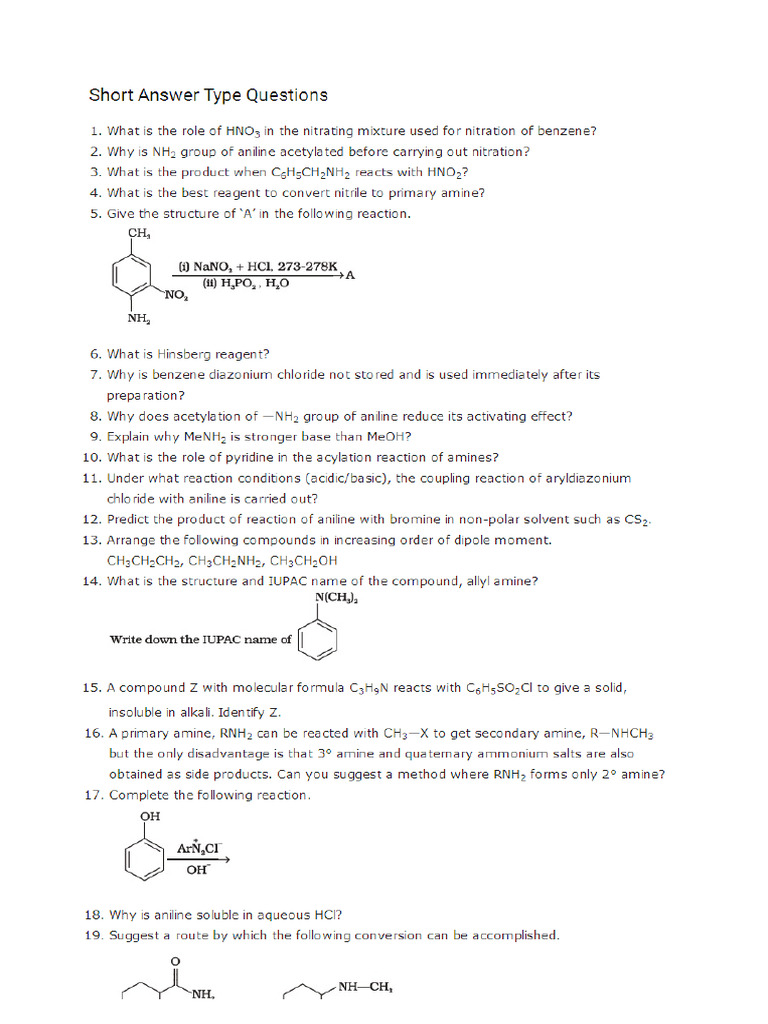 Organic Compounds Containing Nitrogen | PDF