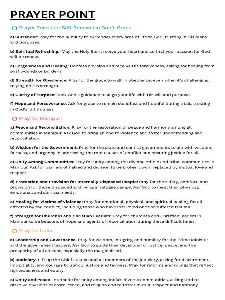 PRAYER POINT For Cell Group | PDF | Prayer | Forgiveness