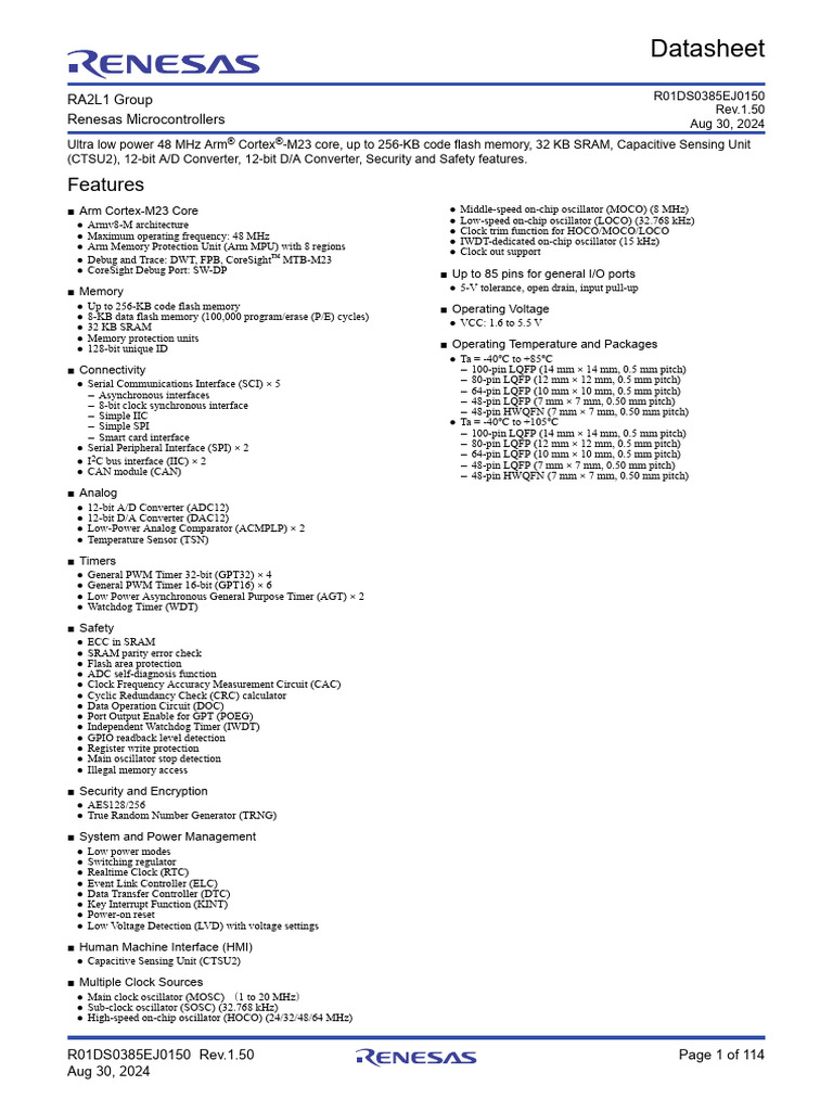 Micro Ultimo Modelo Renesas | PDF | Analog To Digital Converter | Electrical Engineering