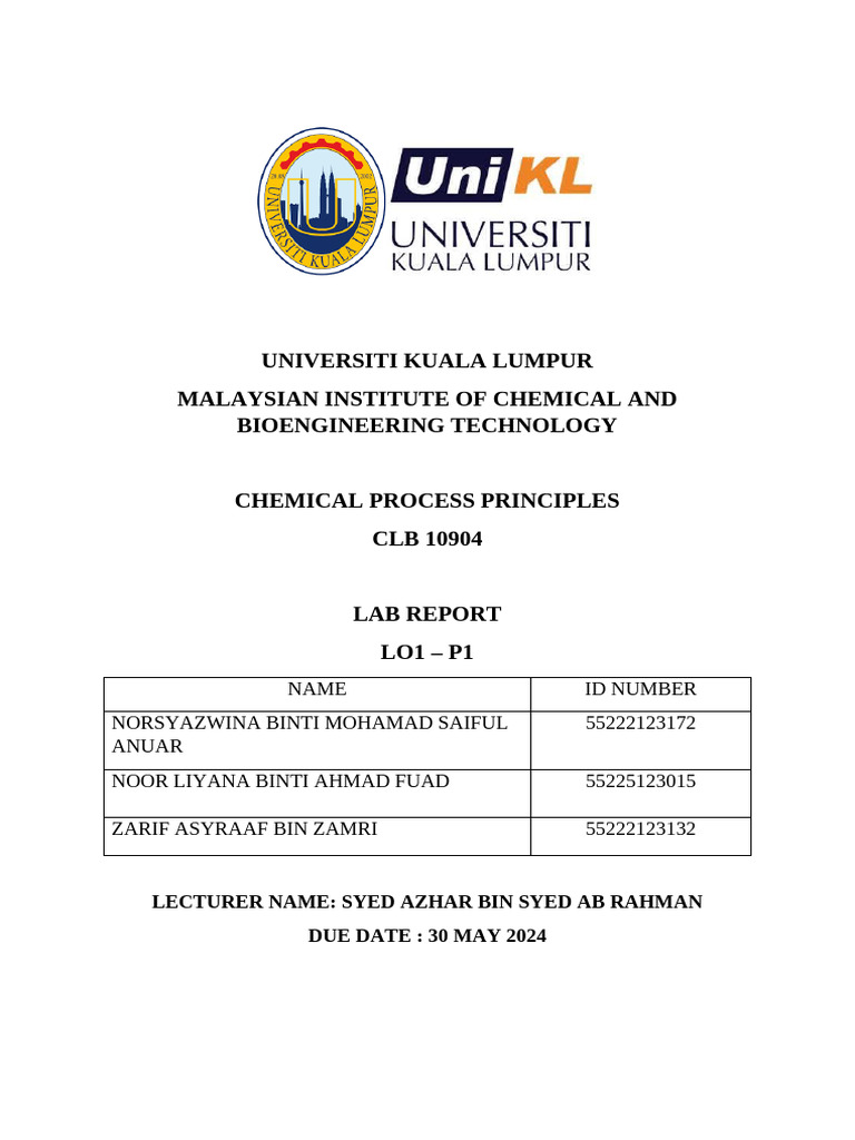 (GROUP 5) LAB REPORT CPP EXP 1 | PDF | Reaction Rate | Sodium Hydroxide