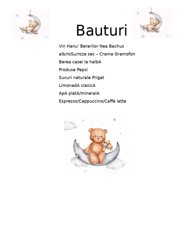 Meniu Bauturi | PDF